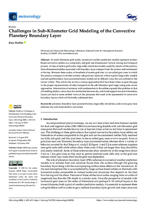 Pdf Challenges In Sub Kilometer Grid Modeling Of The Convective Planetary Boundary Layer