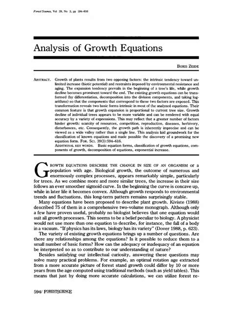Analysis Of Growth Equation Pdf Equations
