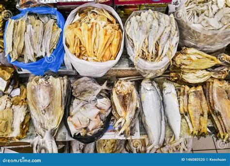 Unhealthy Salt Dried Preserved Salted Fish Seafood At Market Stall