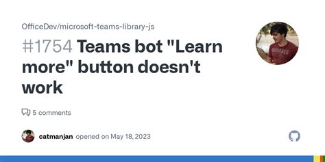 Teams Bot Learn More Button Doesnt Work · Issue 1754 · Officedev