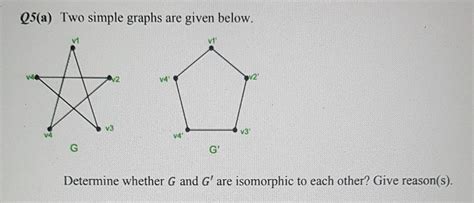 Solved Q5a Two Simple Graphs Are Given Below Vt V2 14 V2