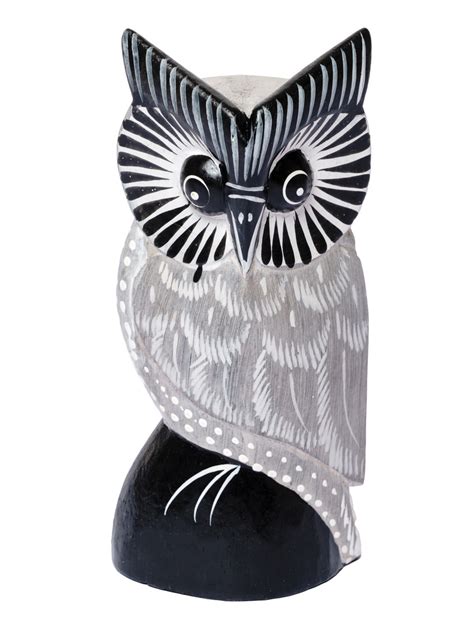Статуэтка сова деревянная серая расписная высота 15см цена 315 ₴ купить на Prom Ua