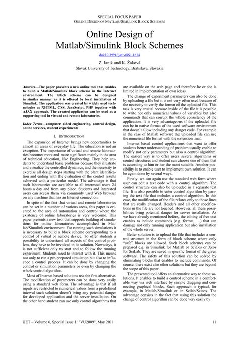 Pdf Online Design Of Matlabsimulink Block Schemes