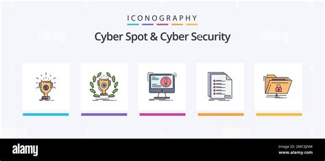 Cyber Spot And Cyber Security Line Filled 5 Icon Pack Including