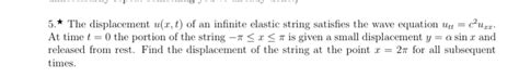 Solved 5 The Displacement U X T Of An Infinite Elastic Chegg Com