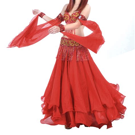Dancewear Bellylady Belly Dance Full Skirt Chiffon Tiered Maxi Dress Tribal Gypsy Costume Blisstubs