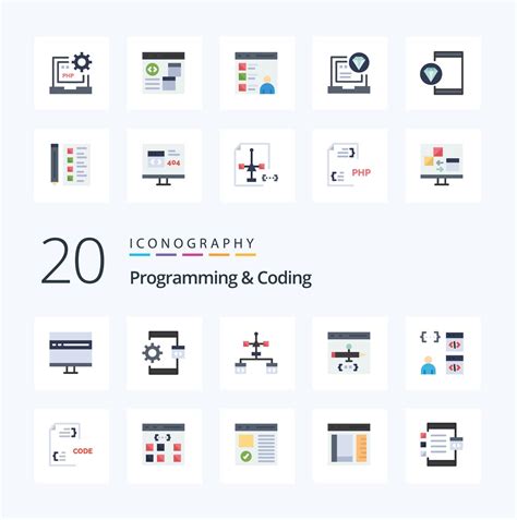 20 Programming And Coding Flat Color Icon Pack Like Coding App