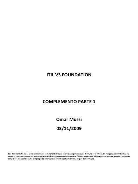 Complemento Itil V3 Apostila Trainning Parte 1 Pdf Tecnologia Da