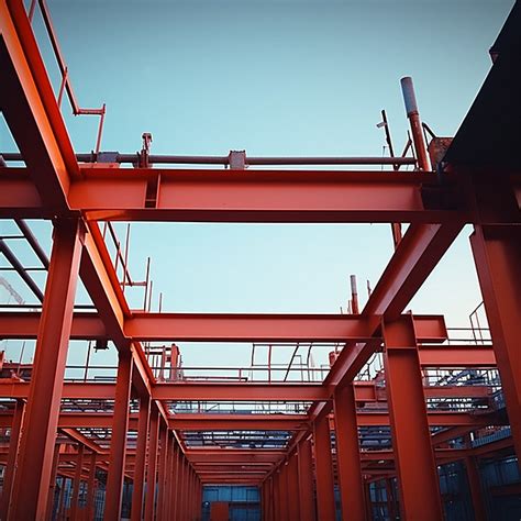 Structural Steel Beams Of A Factory Background Construction Building