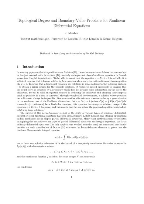 Pdf Topological Degree And Boundary Value Problems For Nonlinear