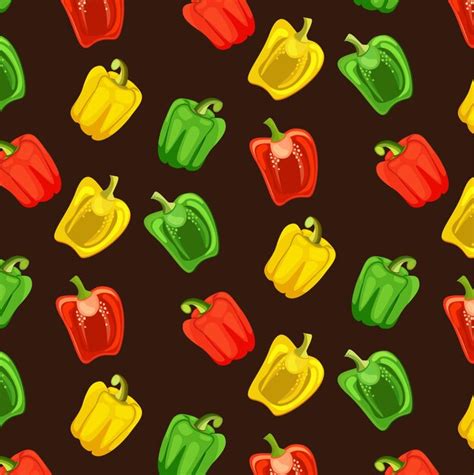 Premium Vector Colourful Peppers On Black Background Vector Pattern Premium Vector Colourful Peppers On Black Background Vector Pattern