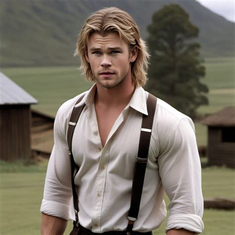 Chris Hemsworth In Open Shirt And Jens Suspenders Stable Diffusion