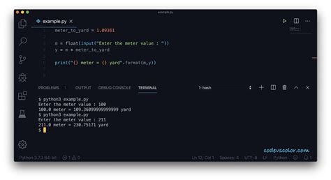 Python Program To Convert Meter To Yard Codevscolor