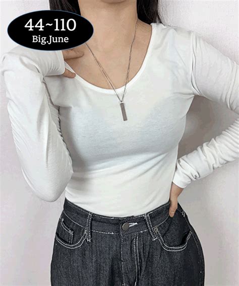 ~110 5xl 500장돌파 U넥 긴팔🧡고퀄 빅사이즈 날씬핏 허리잘록 데일리 여리핏 면 면티 이너티 간절기 긴팔티 글램 스판 쫀쫀 U넥 꾸안꾸 긴팔티 387 에이블리