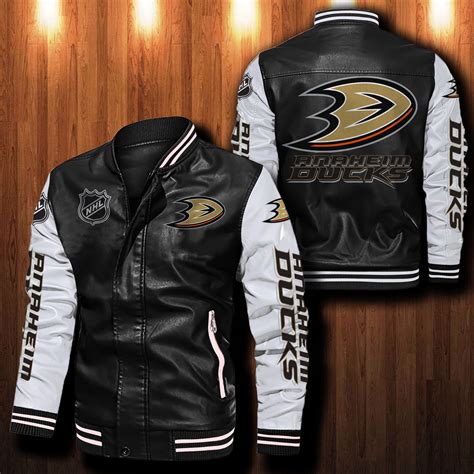 Anaheim Ducks Leather Bomber Jacket 001 Nousty