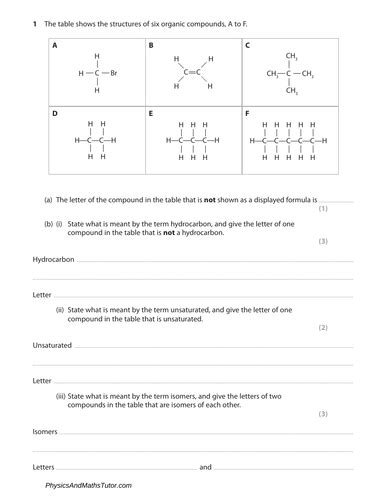Edexcel Igcse Chemistry Organic Chemistry Teaching Resources