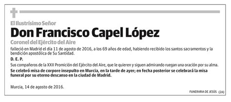 Francisco Capel López Esquelas La Verdad