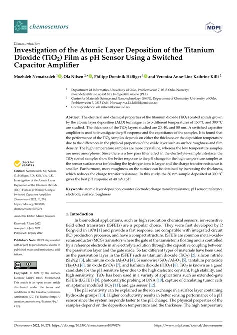 Pdf Investigation Of The Atomic Layer Deposition Of The Titanium