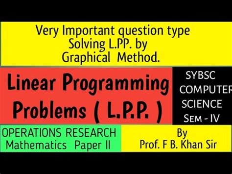 Solving L P P By Graphical Method YouTube