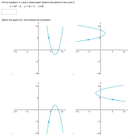 solved find an equation in x and y whose graph contains the