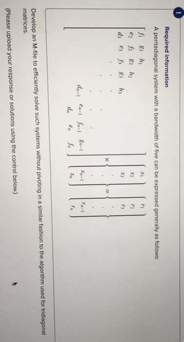 Required Information A Pentadiagonal System With A Chegg