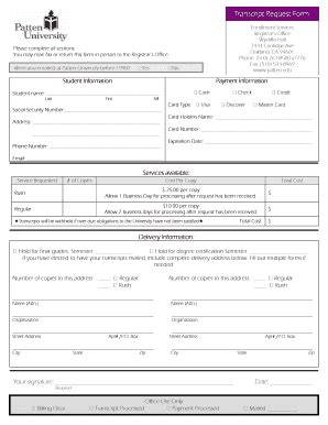 Fillable Online Transcript Request Form Transcript Request Form Amazon Web Fax Email Print