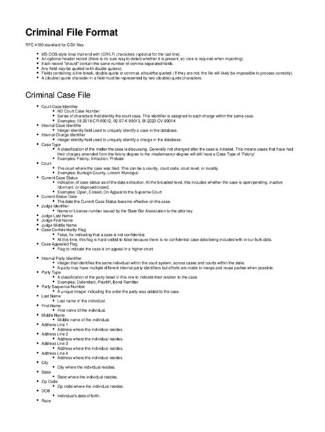 Fillable Online Criminal Case File Format Specification Fax Email Print Pdffiller