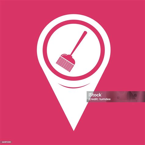 Map Pin Pointer Broom Icon Stock Illustration Download Image Now Broom Business Business