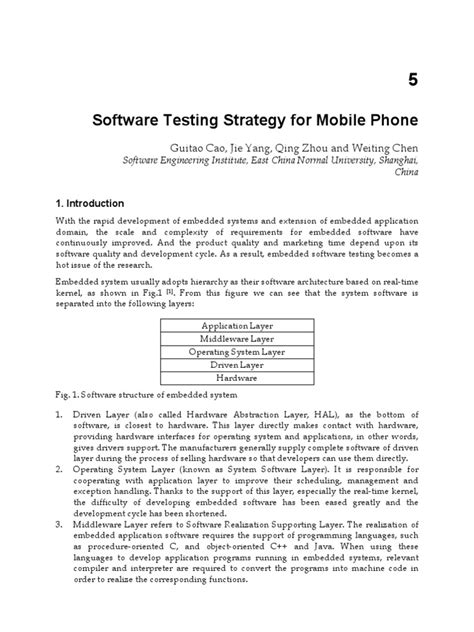 Software Testing Strategy For Mobile Phone Guitao Cao Jie Yang Qing Zhou And Weiting Chen