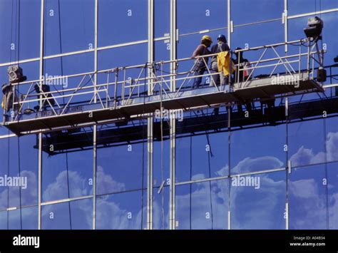 Cleaning High Rise Windows Stock Photo Alamy