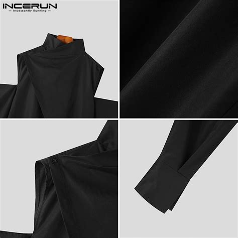 Incerun Men Vintage Fashion Cross Design Shoulder Scoop Long Sleeve Shirts Shopee Philippines