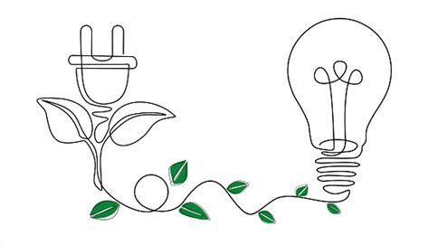 한 줄에 전원 플러그가 있는 전구 내부 식물 에코 에너지와 환경 친화적 인 자원의 개념 로고 엠블럼 슬라이드 쇼 및 배너에 사용할 수 있습니다 0명에 대한 스톡 벡터 아트