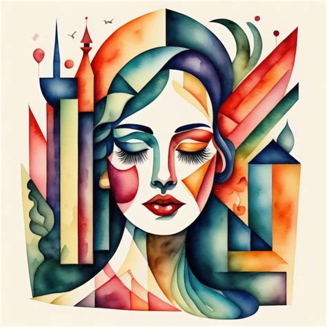 Premium Ai Image Vibrant Abstract Shape Art Of A Young Lady