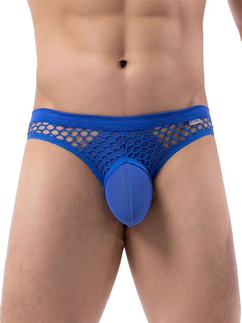 Men Underwear Gay Briefs Bulge Pouch Underpants Mesh Trunks Midnight