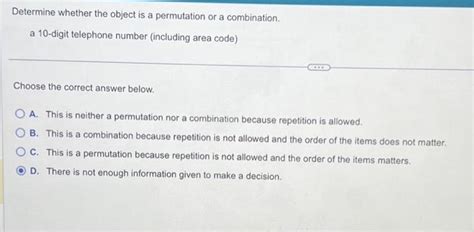 Solved Determine Whether The Object Is A Permutation Or A