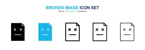 깨진 이미지 아이콘 그래픽은 검은 색과 파란색으로 설정됩니다 0명에 대한 스톡 벡터 아트 및 기타 이미지 0명 계약서 공란 Istock