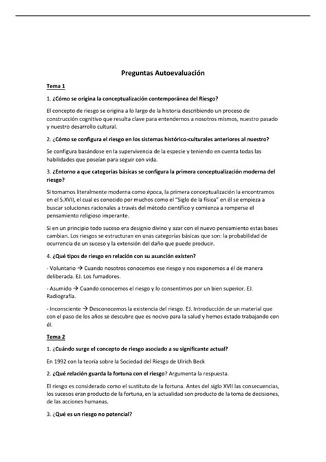 Autoevaluacion Analisis Del Riesgo Analisis Del Riesgo Stuvia Es