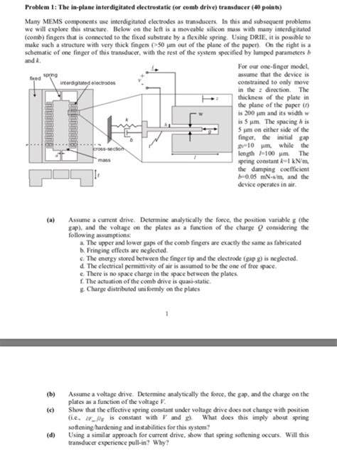 Solved Problem1 The In Plane Interdigitated Electrostatic