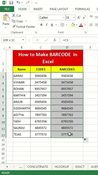 barcode in excel viralvideo ytshorts excel howto learnexcel