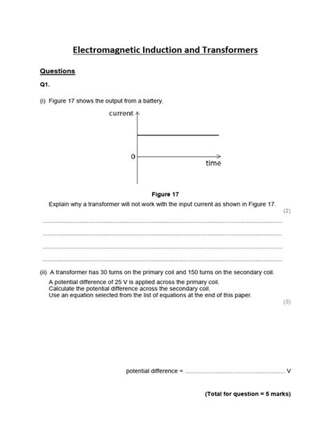 13 1 Electromagnetic Induction And Transformers Pdf Transformer