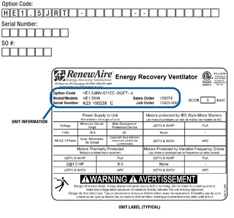 Renewaire He Series Energy Recovery Ventilator Outdoor Instruction Manual