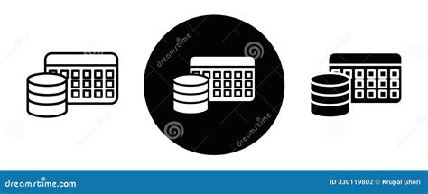 Data Table Outline Icon Collection Or Set Data Table Thin Vector Line Art Stock Illustration