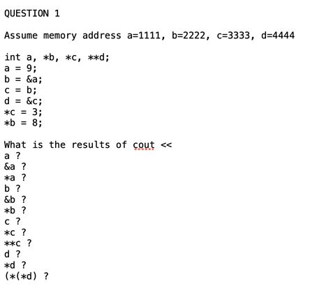 Solved Question 1 Assume Memory Address