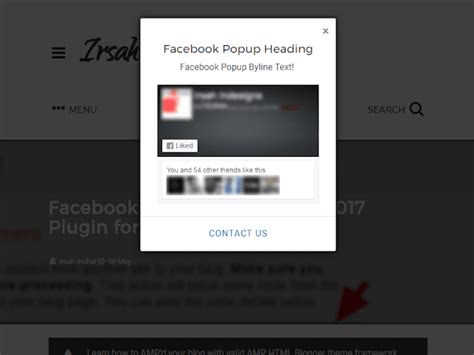 facebook page popup and like lightbox 2017 plugin for blogger blogs