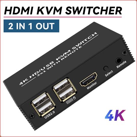Hdmi Kvm Switch 2x1 4k Hdmi Usb Switch Selector 2 In 1 Out With Desktop Controller Sharing