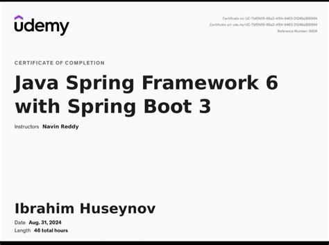 completed java spring framework 6 course ibrahim huseynov posted on the topic linkedin
