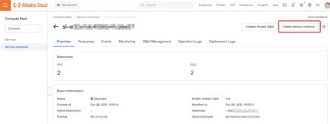 Delete A Service Instance Alibaba Cloud Documentation Center