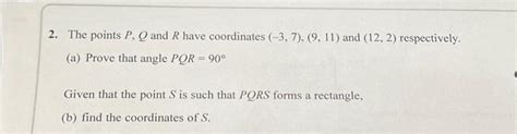 solved 2 the points p q and r have coordinates
