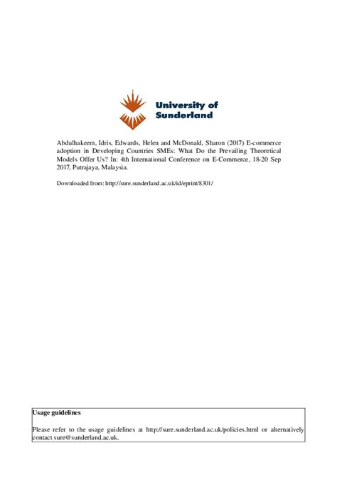 Pdf E Commerce Adoption In Developing Countries Smes What Do The