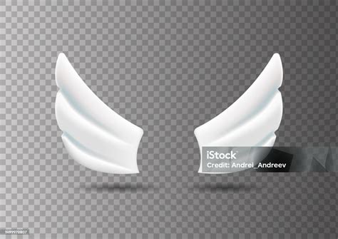 3d 흰색 두 천사 날개 벡터 그림입니다 0명에 대한 스톡 벡터 아트 및 기타 이미지 0명 3차원 형태 개념 Istock
